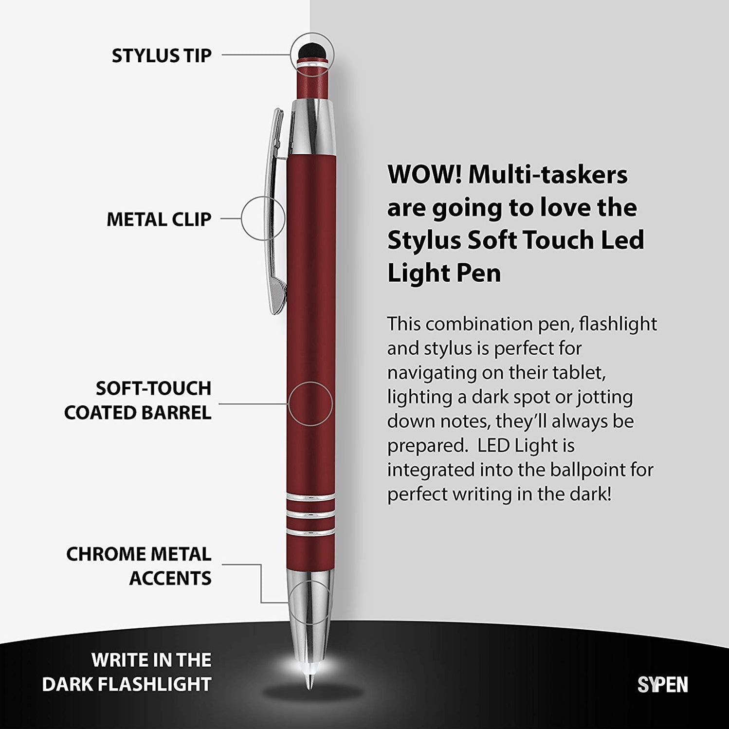 Sypen 3 in 1 Multi-Function Pen with Light for Pilots, Nurses, Doctors ...